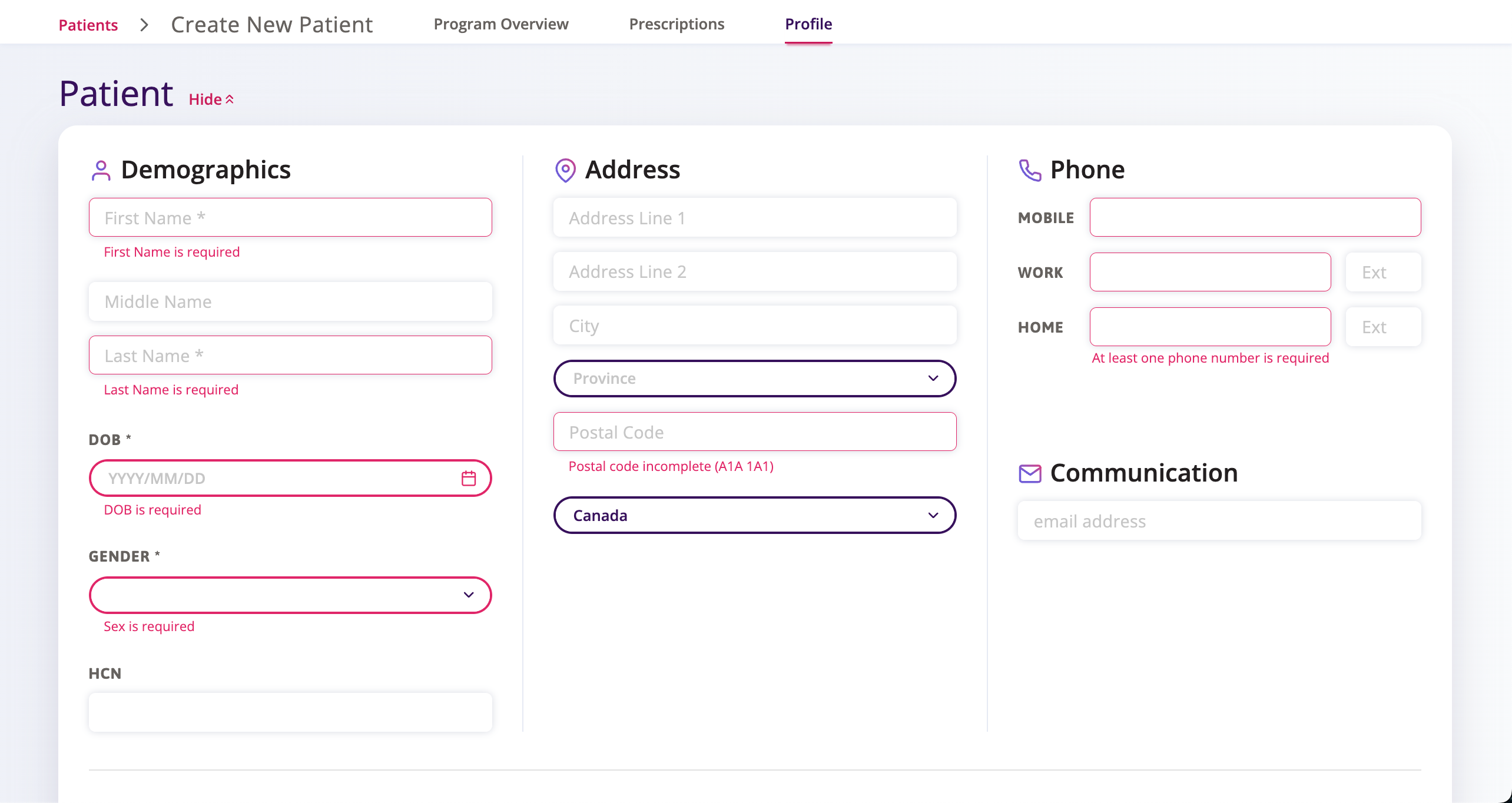 How to Create a Patient Profile