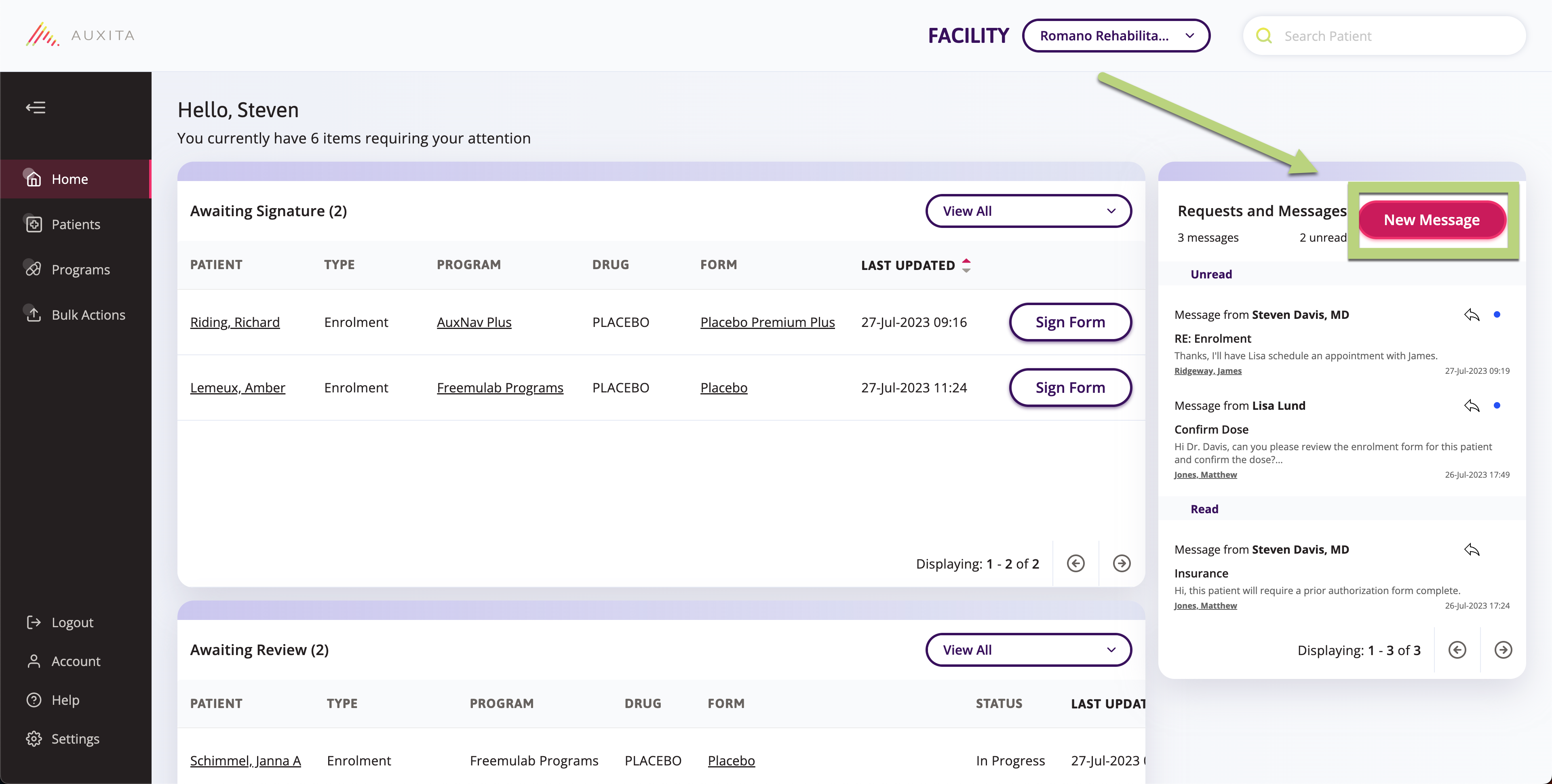 Navigating the Home Dashboard